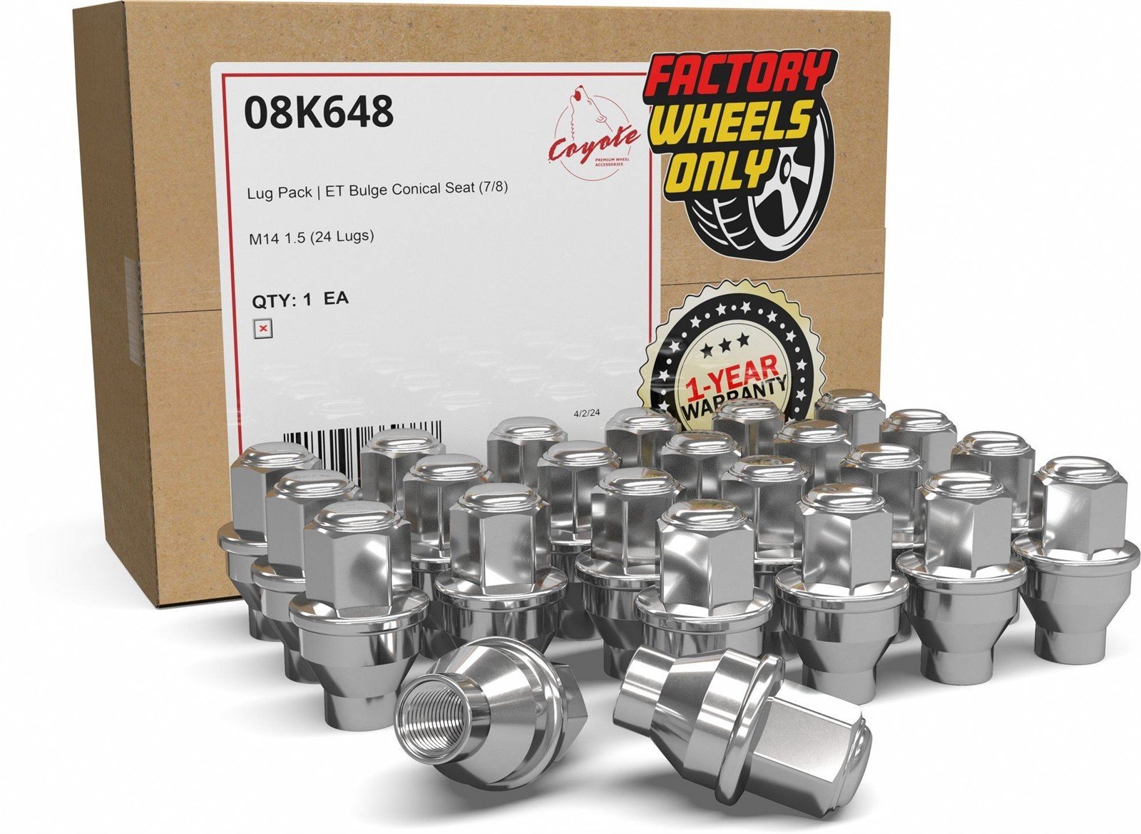 Lug Nut - 24 OE Style Replacement 14x1.5 Lugs Extended Thread for Ford